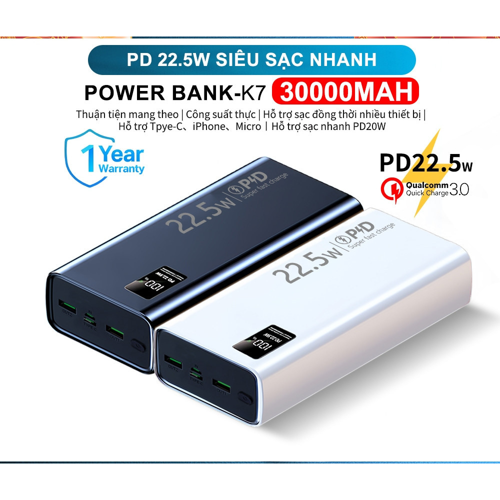Sạc dự phòng Power bank PD22.5W 10000MAH 30000mah 50000mAh pin dự phòng ...