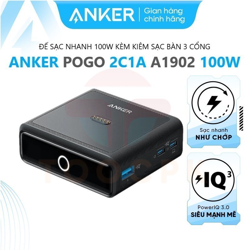 Đế sạc Anker Pogo A1902 sạc nhanh 100W với 4 cổng dành cho Anker Prime ...