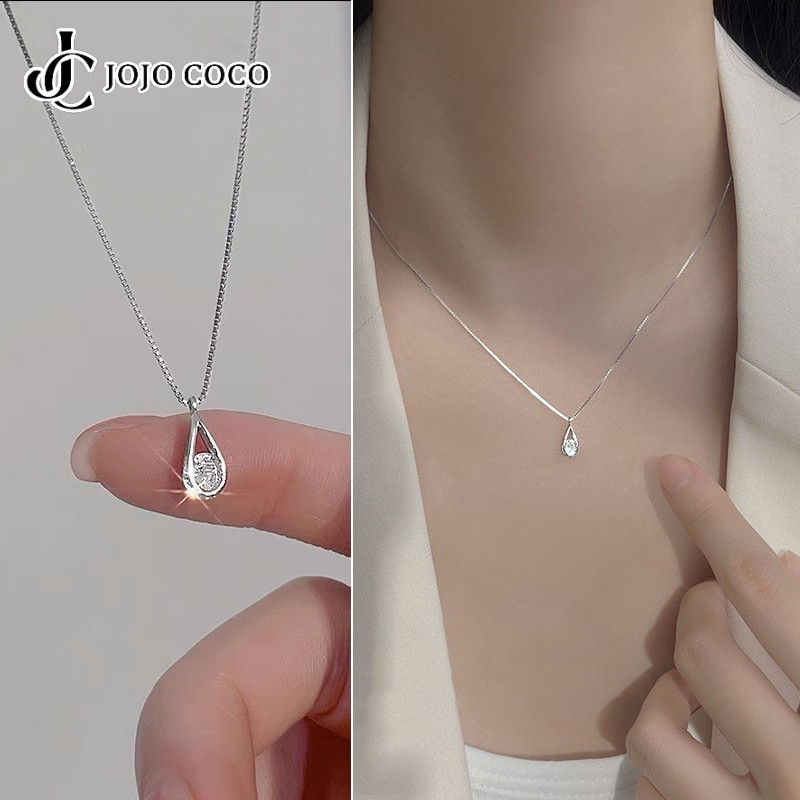 Jojo COCO S925 Mạ Bạc Giọt Nước Zircon Mặt Dây Chuyền Vòng Cổ Nữ Xương Đòn Dây Chuyền Phụ Kiện ...