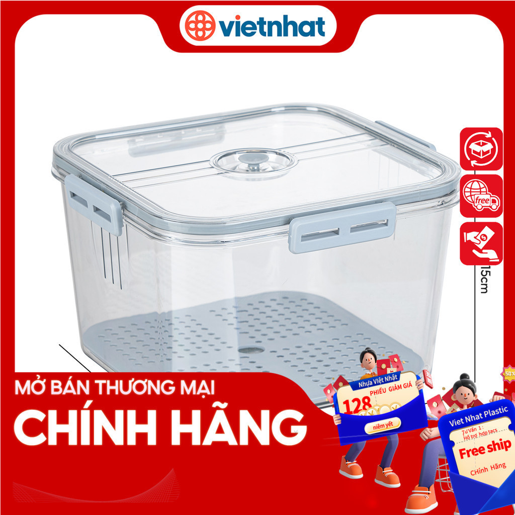 Hộp đựng thực phẩm vuông bộ 3 có nắp đậy kín cao cấp Hokori H6559 Nhựa Việt Nhật Premium ...