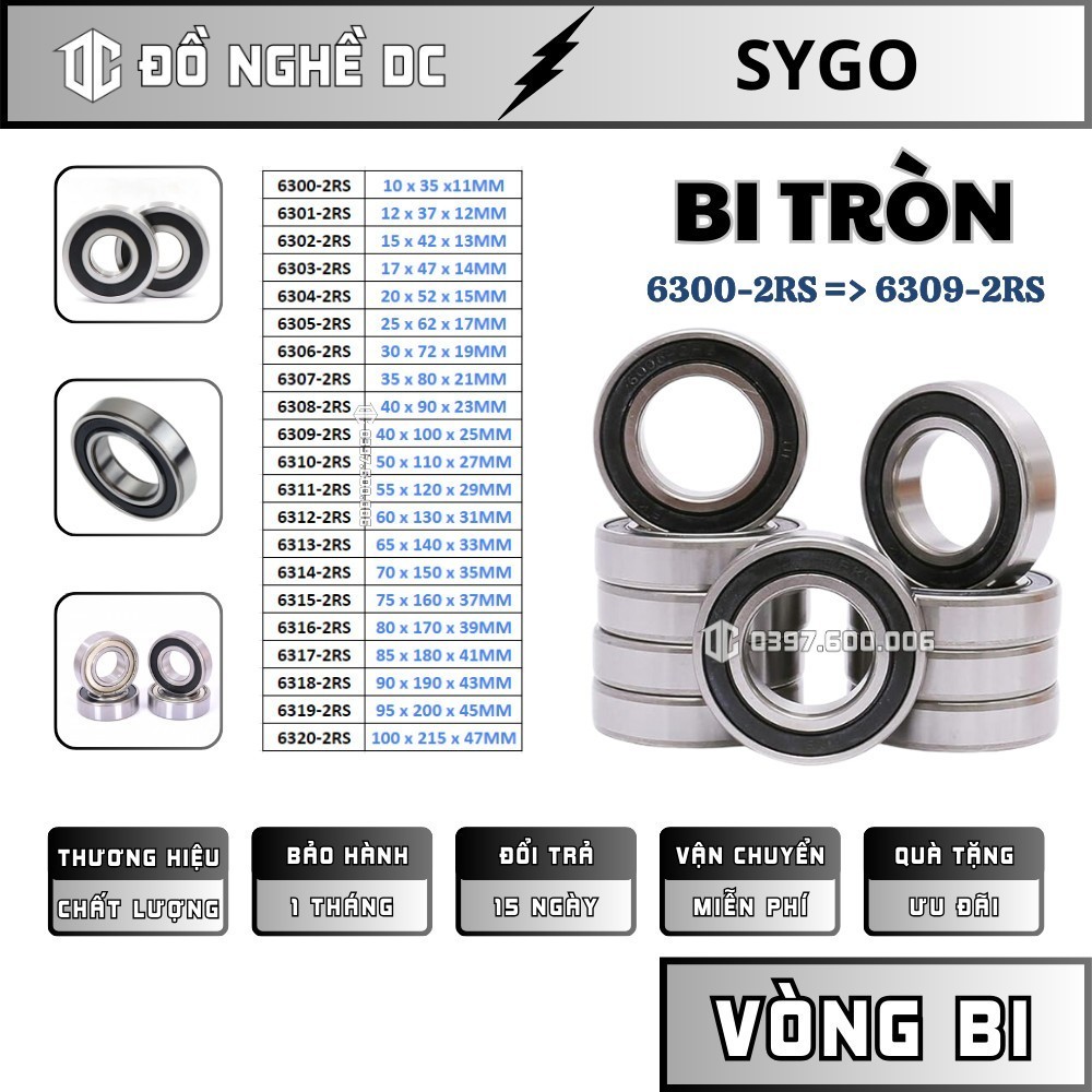 Vòng bi tròn, bạc đạn, ổ bi tròn nhiều loại SYGO 6300, 6301, 6302, 6303, 6304, 6305, 6306, 6307 ...