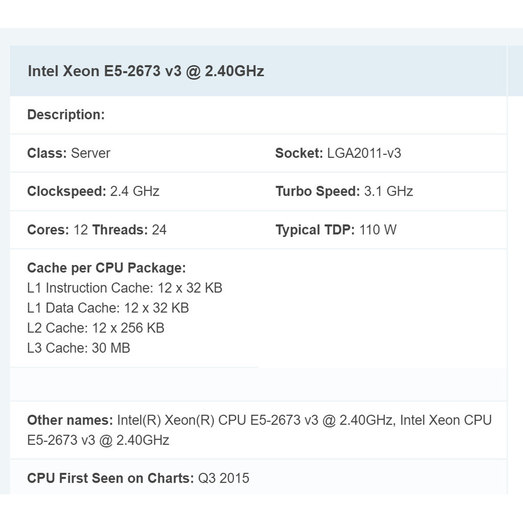 CPU Intel Xeon E5 2676v3 - E5 2678v3 - 2666v3 - 2696v3 - 2680v4 ...