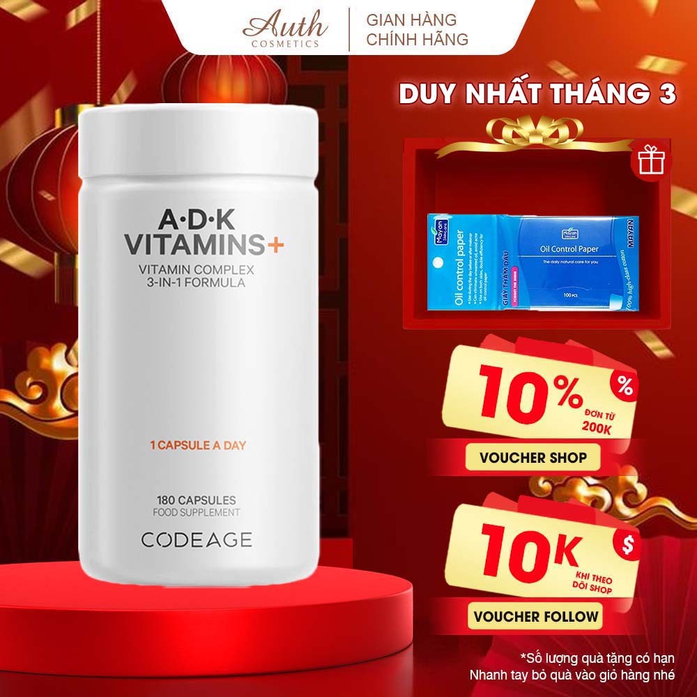 Viên uống Vitamin tổng hợp tăng cường miễn dịch Codeage ADK Vitamins 180 viên | Shopee Việt Nam