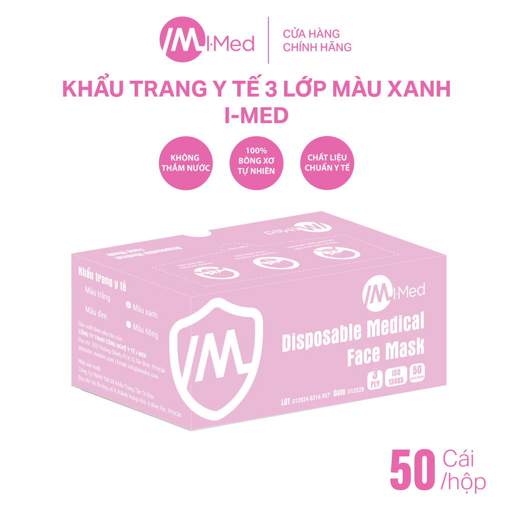 Khẩu trang y tế Imed 3 lớp giấy kháng khuẩn hộp 50 chiếc | Shopee Việt Nam