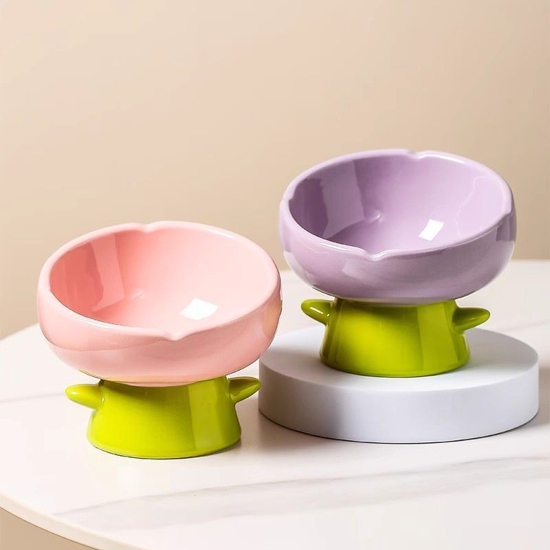 Tulip Mèo Bát Thực Phẩm Gốm Bảo Vệ Cao Xù Bát Cơm Bát Mèo Bát Chó Bát ...