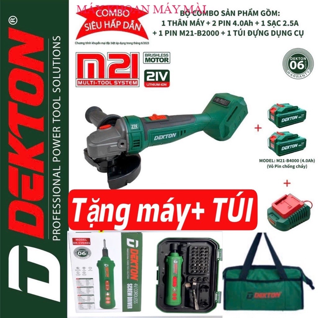 Máy Mài Compact Dùng pi.m Dekton 100mm KHÔNG CHỔI THAN - M21-AG100CP -Chân pi.m Phổ Thông Makita ...