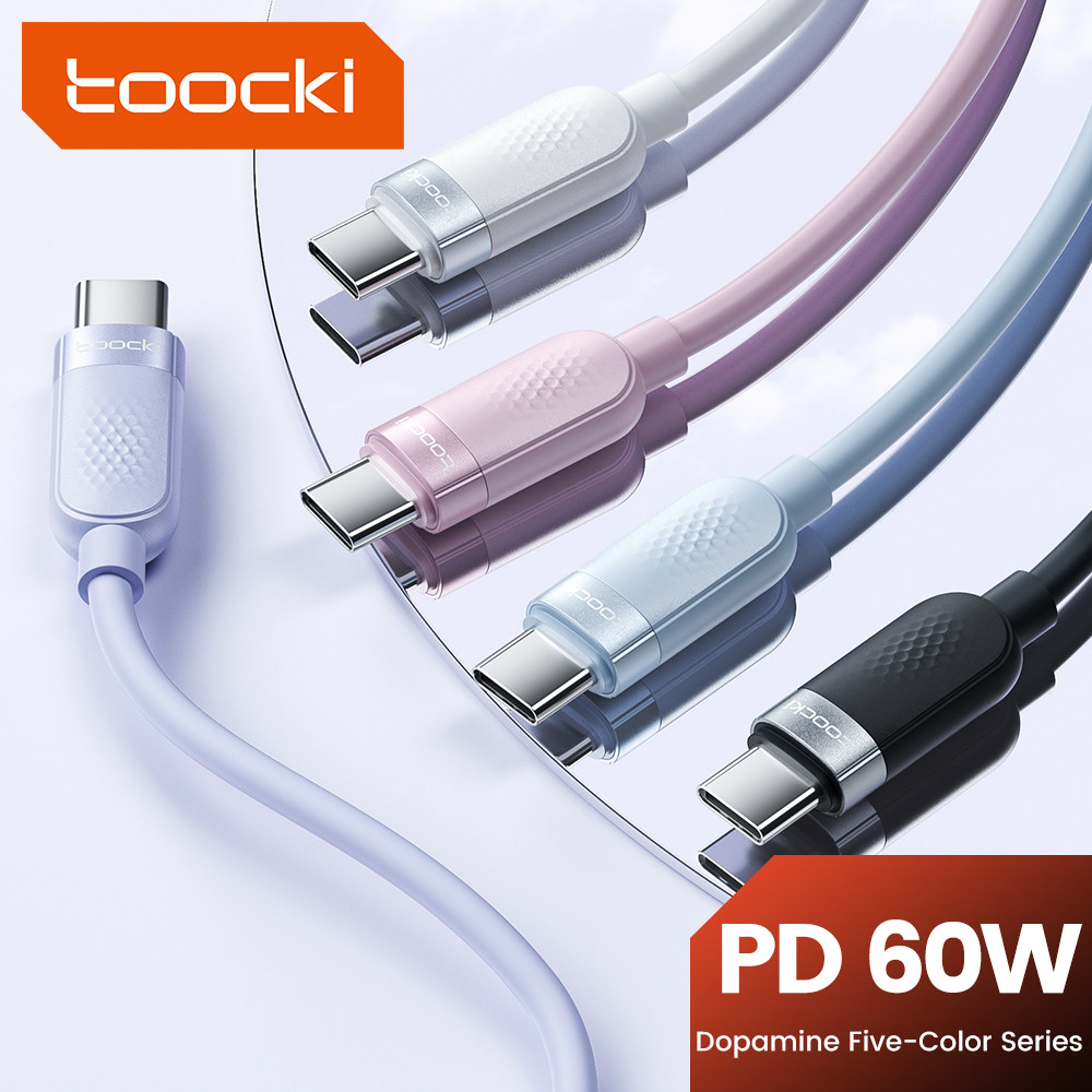 Toocki PD 60W C-C Cáp Ngày Silicon Sạc Nhanh Loại C Sang Type-C Dây Sạc Dopamine Dòng Năm Màu ...