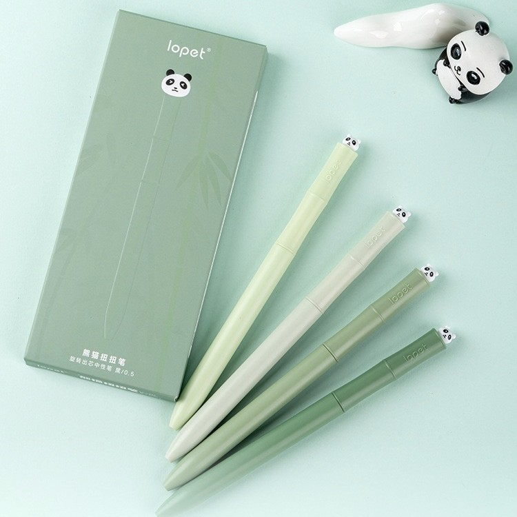 Bút gel dạng xoay mực ĐEN ngòi 0.5mm Lopet Gấu Trúc Panda LT-1342 ...