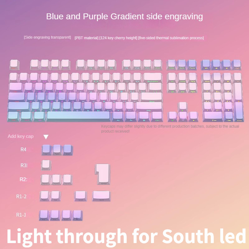 Shine Xuyên Qua keycap light Xuyên Qua pbt Hai Đầu Màu Hồng Tím Hoàng ...