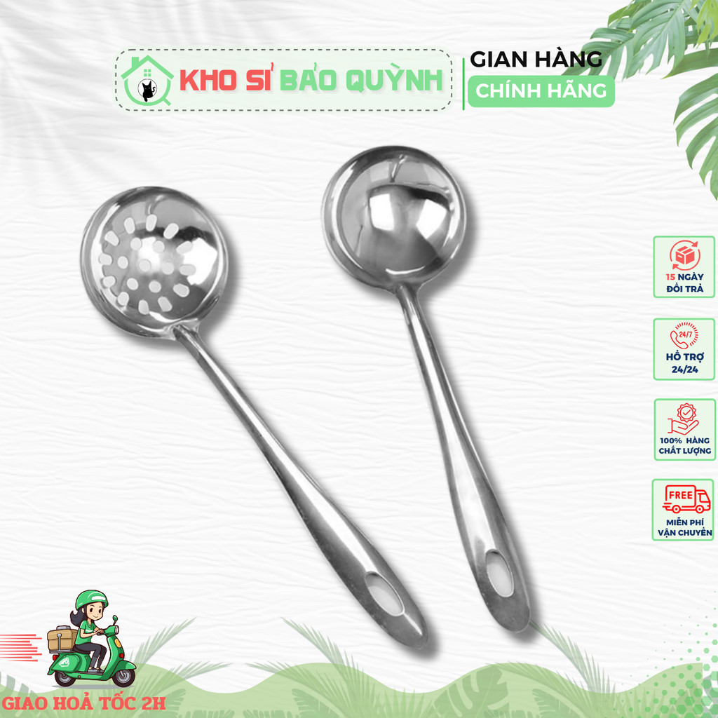 Muôi Vá Múc Canh Inox - Muôi Thủng Vớt Thức Ăn Topping Đồ Lẩu - Muỗng ...