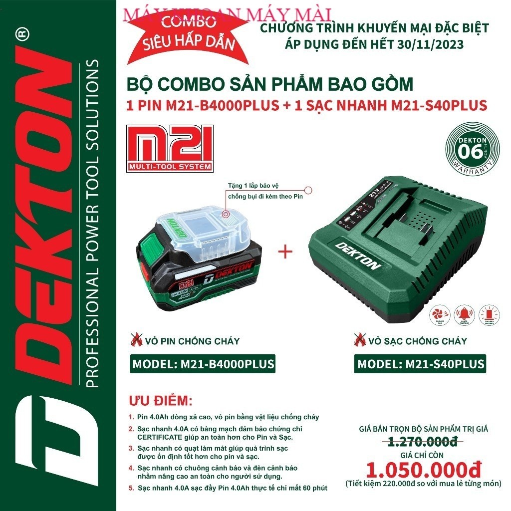 pi.m DEKTON M21GEN 2 PRO-pi.m 2Ah-2.5Ah-4Ah-5Ah-6Ah Plus và Sạc S25FPA-S35 Dekton - Máy khoan ...