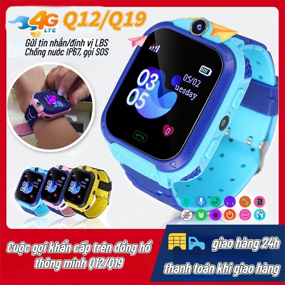 LAMJADĐồng Hồ Thông Minh Trẻ Em Q12 Lắp Sim Nghe Gọi 2 Chiều,Nhắn Tin, Định Vị LBS, cuộc goi SOS ...