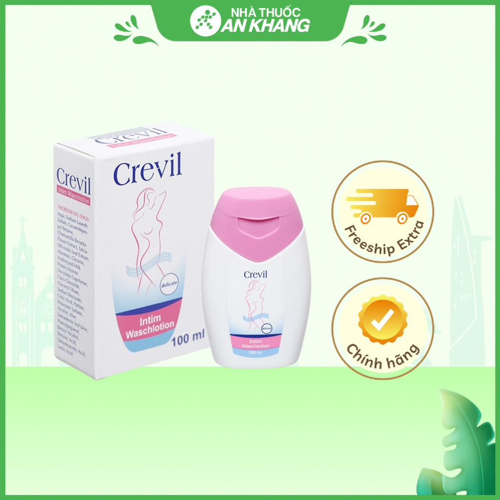 Dung dịch vệ sinh phụ nữ Crevil chống viêm, cân bằng pH chai 100ml ...