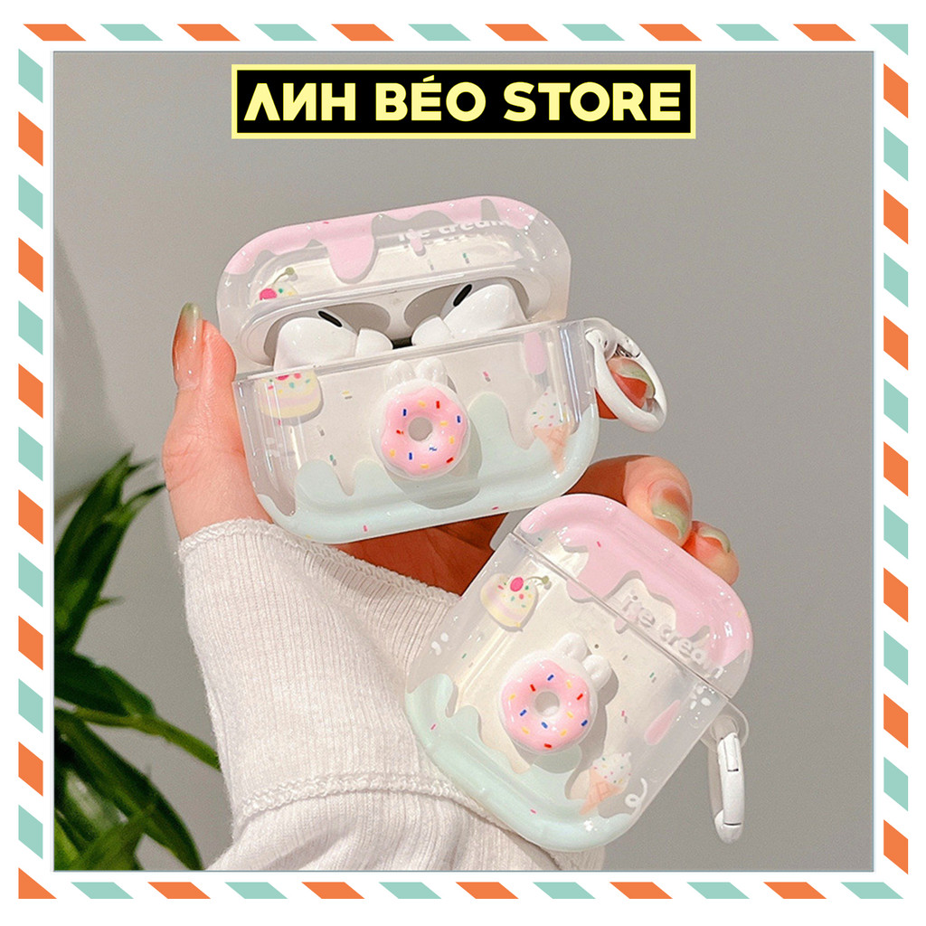 Vỏ ốp Airpod Case Airpods 2 3 Pro Pro 2 Stick Donut Kẹo Ngọt kèm móc ...