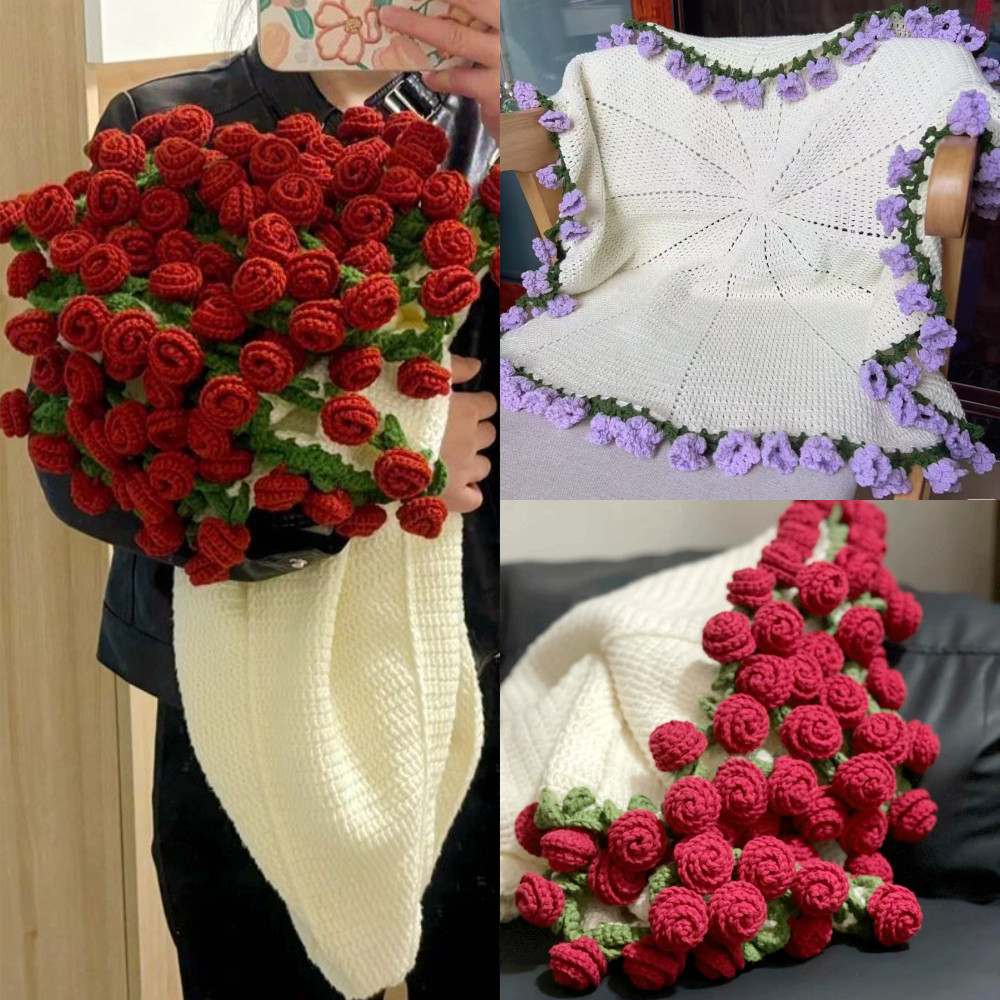 Diy Hoa Hồng Bó Hoa Chăn Chất Liệu Gói Quà Tặng Ngày Lễ Tình Nhân Len ...