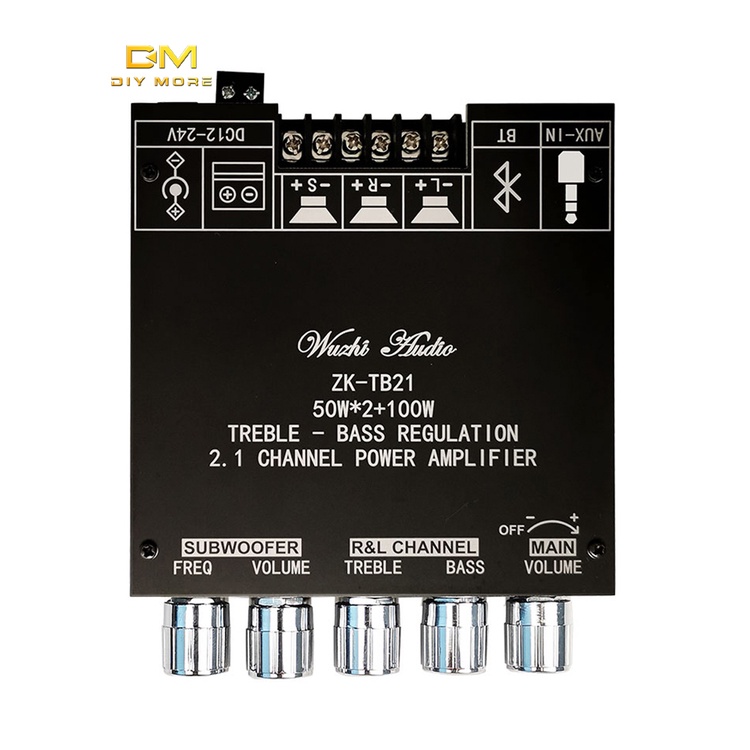 Diymore ZK-TB21 2.1 Kênh Bt 5.0 Mô-đun khuếch đại kỹ thuật số Aux + Bt Tpa3116D2 Ứng dụng nâng ...