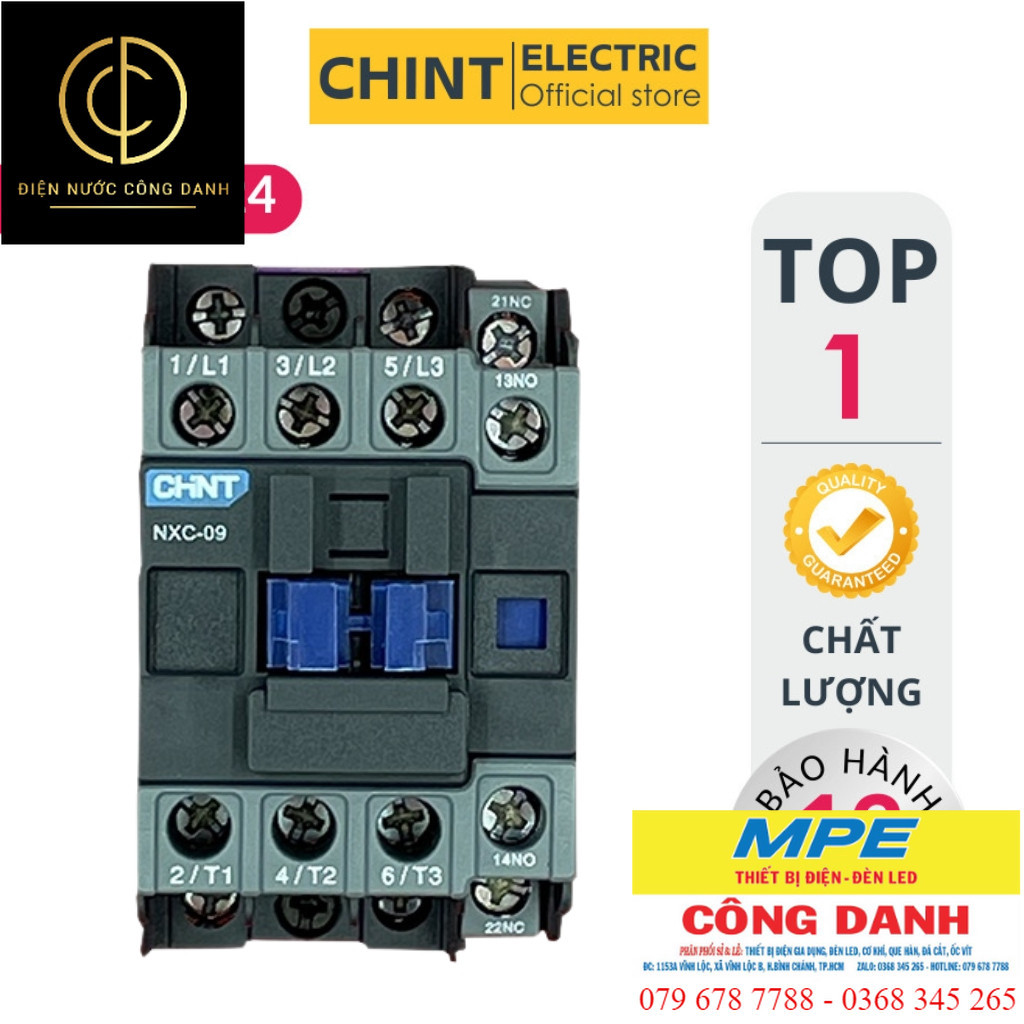 Khởi Động Từ-Contactor Chint NXC 9/12/18/22/25/32A điện áp 220V,380V hàng nhập khẩu Tiếng Anh ...