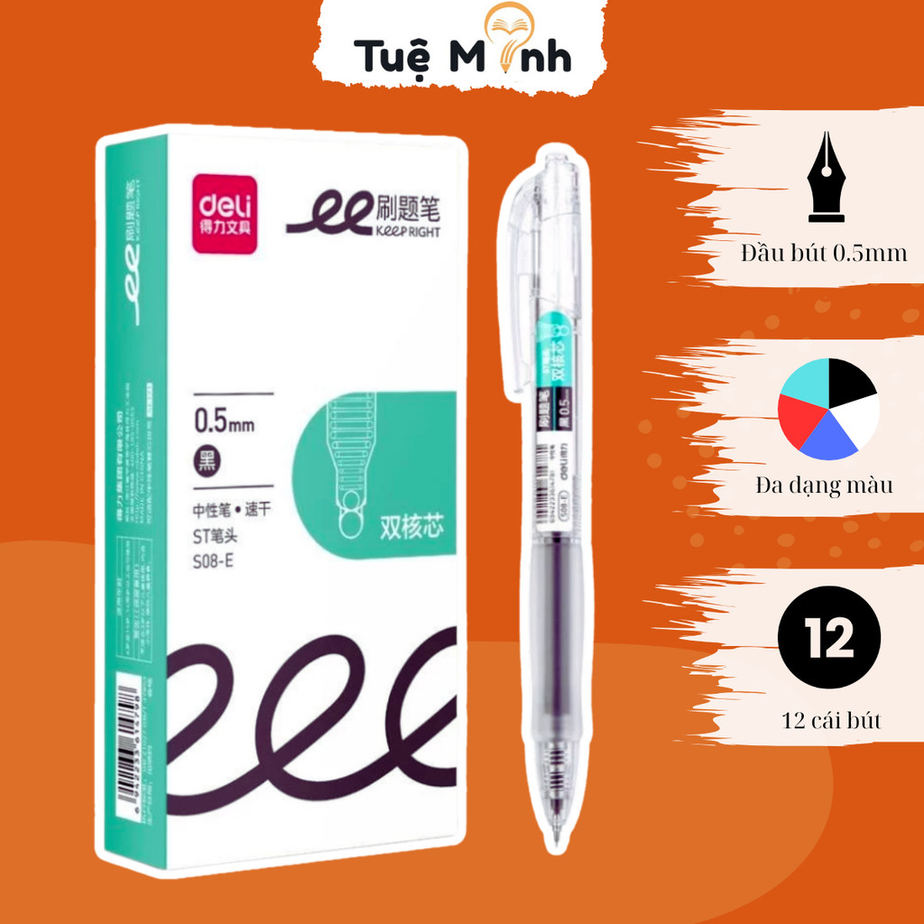 [ NGUYÊN HỘP ] Bộ Bút Bi Nước Mực Gel Ngòi 0.5mm Deli MỰC ĐEN A575 ...