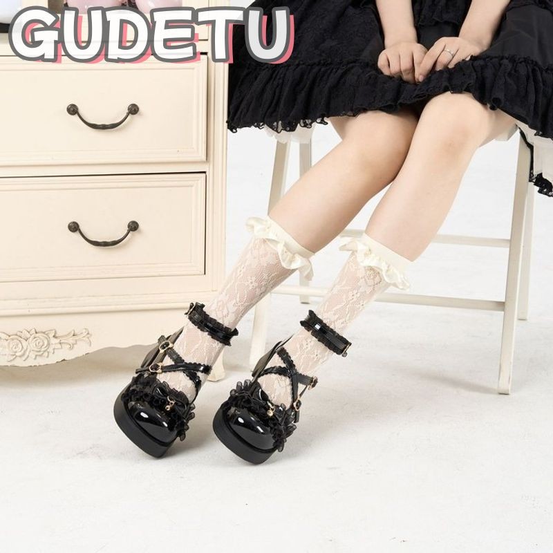 Nữ Thanh Lịch Gothic Phong Cách Mary Jane Ren Nơ Và Frill Chi Tiết ...