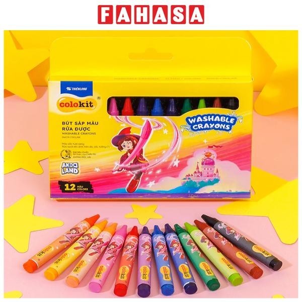 Hộp 12 Bút Sáp Màu Rửa Được Colorkit - Thiên Long SWCR-C001/AK | Shopee Việt Nam