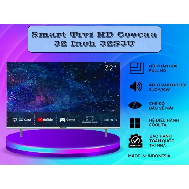 Smart Tivi HD Coocaa 32 Inch đời mới 2023 32S3U - INDONESIA | Shopee ...