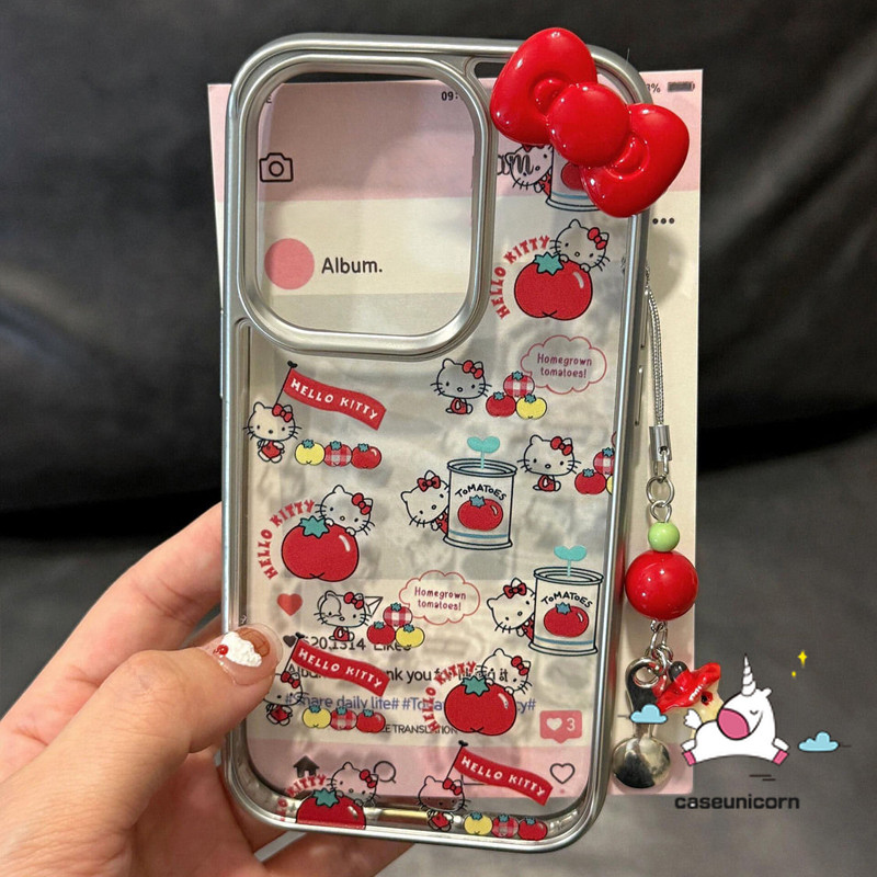 Ốp lưng hình nơ búp bê hình cà chua dễ thương Hello Kitty hoạt hình 3D ...