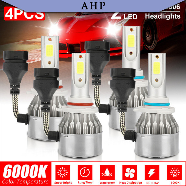 Ahp 4 chiếc 9005 9006 Bộ đèn pha kết hợp Led Bóng đèn chùm thấp cao ...
