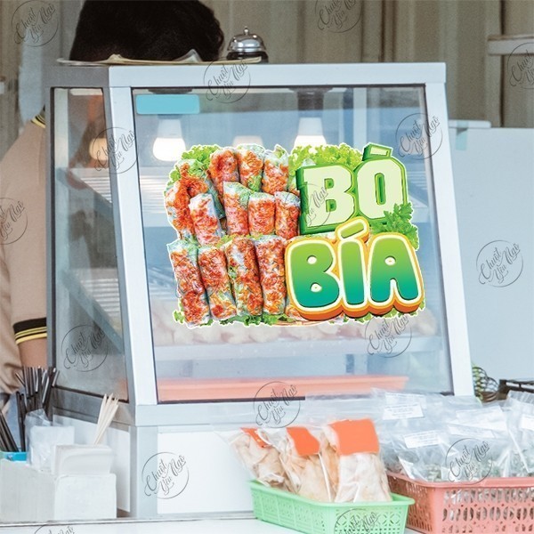 Decal trang trí menu BÒ BÍA sticker xe đẩy dán tường decal quán ăn vặt ...