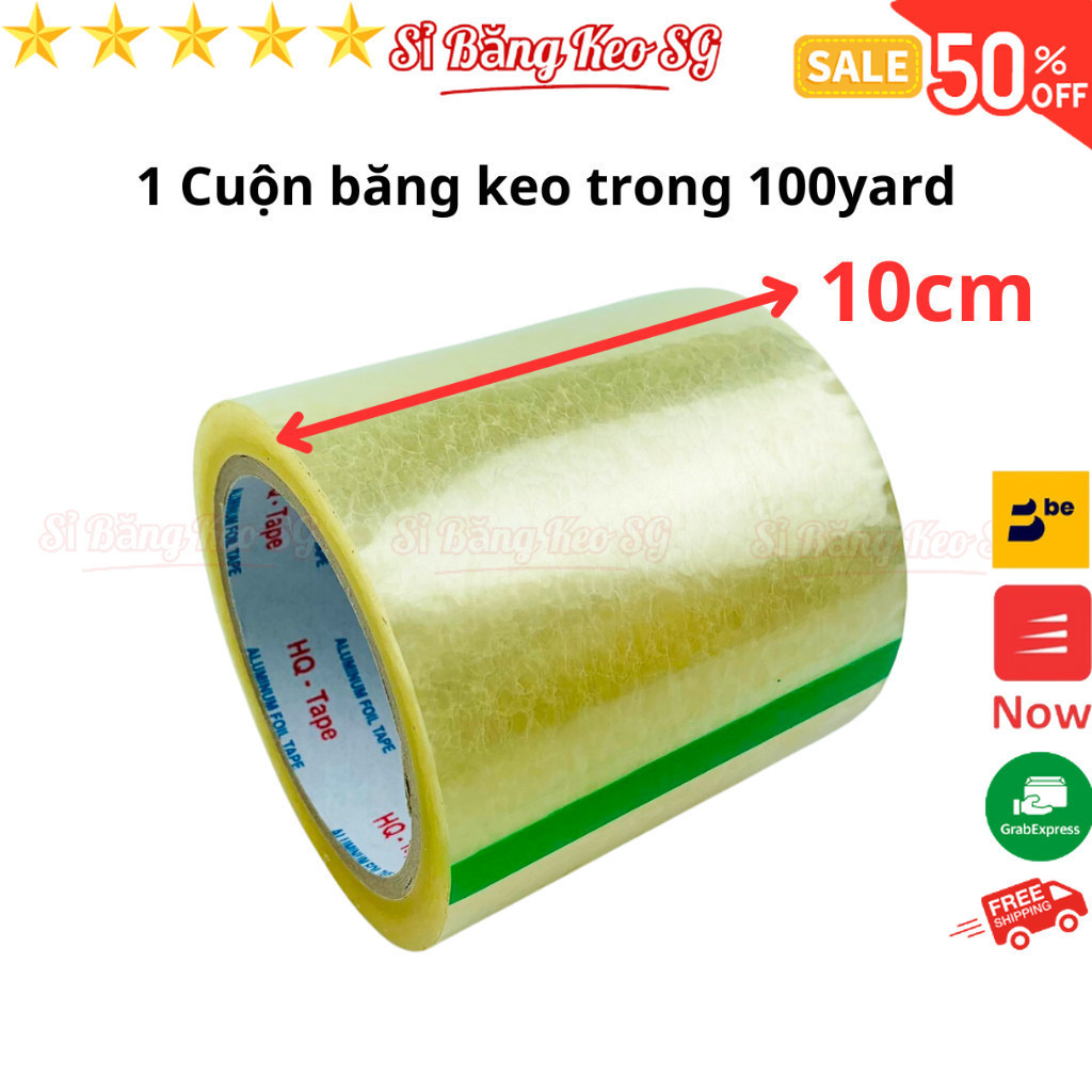 SKU689 - 1 Cuộn băng keo Trong OPP rộng 10cm, 100yard, dài 68 mét, lõi giấy 3mm | Shopee Việt Nam