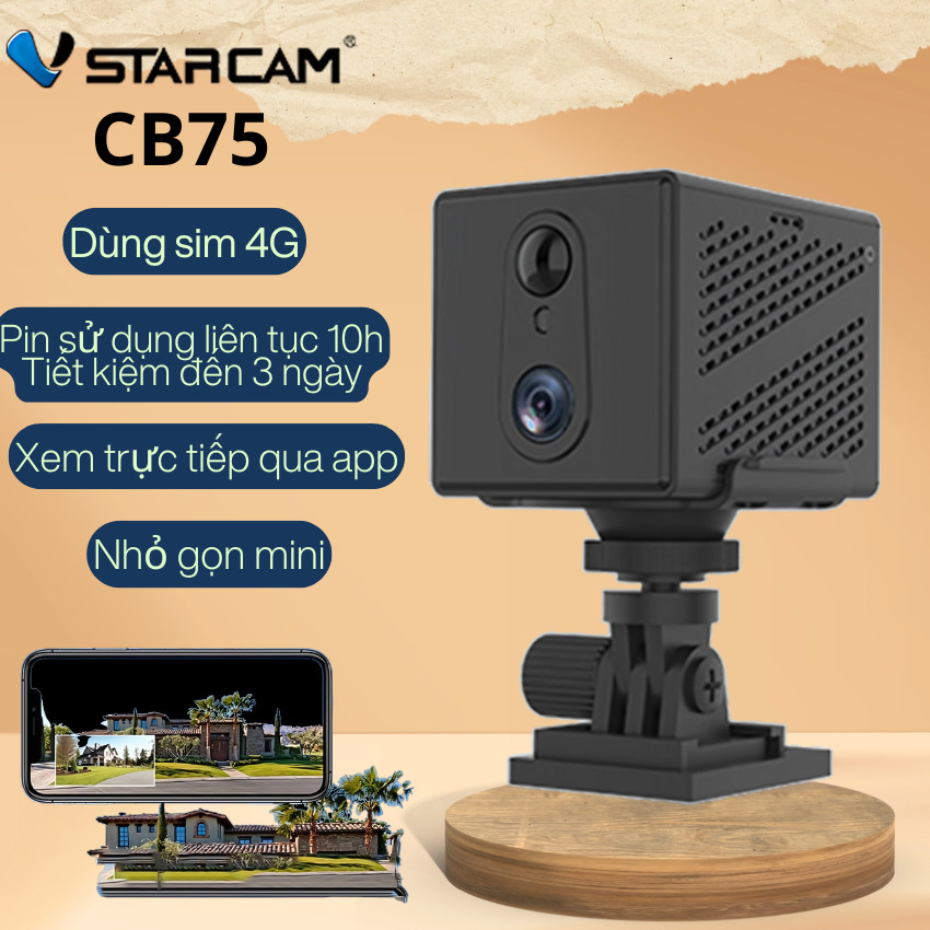 Camera 4g Vstarcam CB75 Full HD 3M siêu nét, dùng sim 4g độc lập, pin dùng đến 5 ngày Sharksale ...