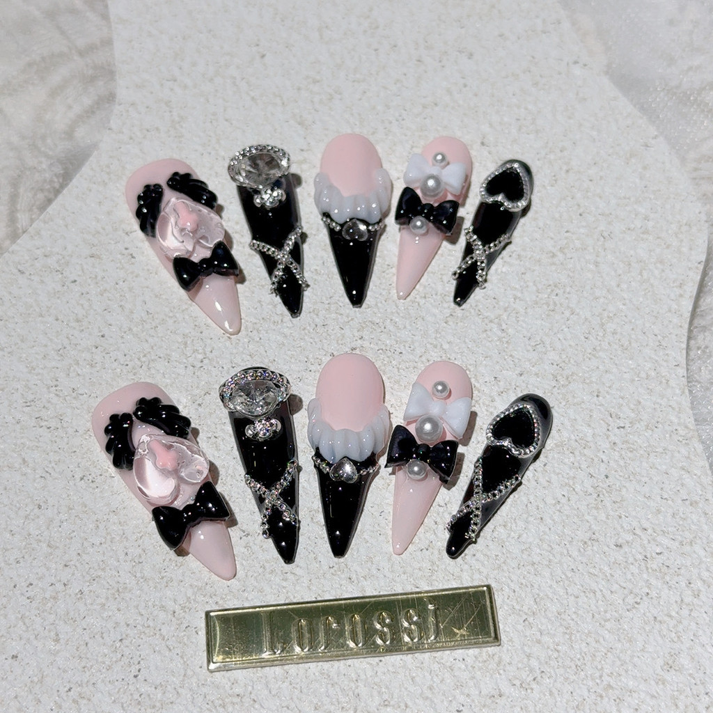 Handmade Có Thể Tái Sử Dụng Dài Stiletto Bấm Vào Móng Tay Y2K Nhật Bản ...