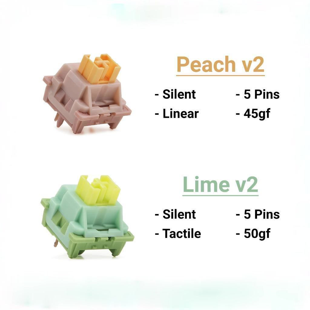 Switch Outemu Silent Peach V2 Linear | Lime V2 tactile 5pin - Không ồn siêu yên tĩnh, giá rẻ ...