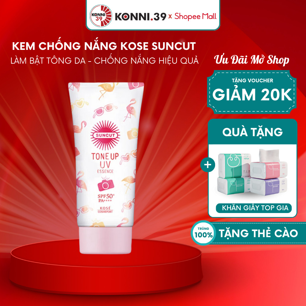 Kem chống nắng Kose Suncut Tone Up UV Essence SPF50 + PA ++++ 80g - nâng tông, an toàn cho da ...