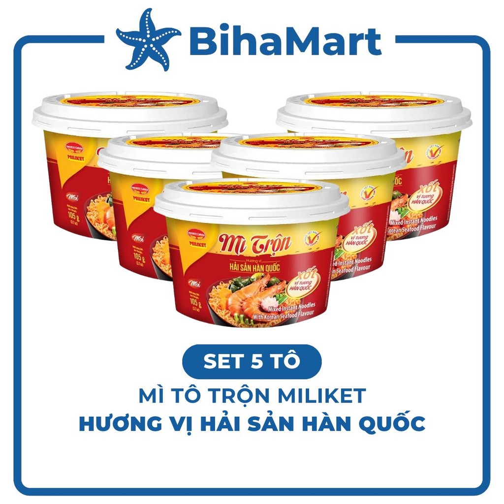 [SET5TÔ] - COLUSA - Mì tô trộn Miliket hương vị Hải sản Hàn Quốc, Mì ...