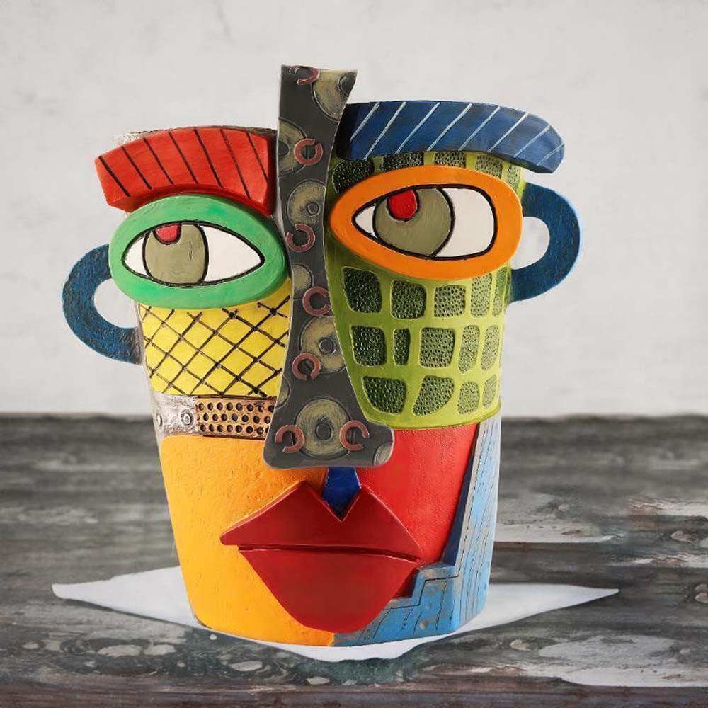 Picasso Brutalist Abstract Beauty Face Flower Pot Ornaments Courtyard ...