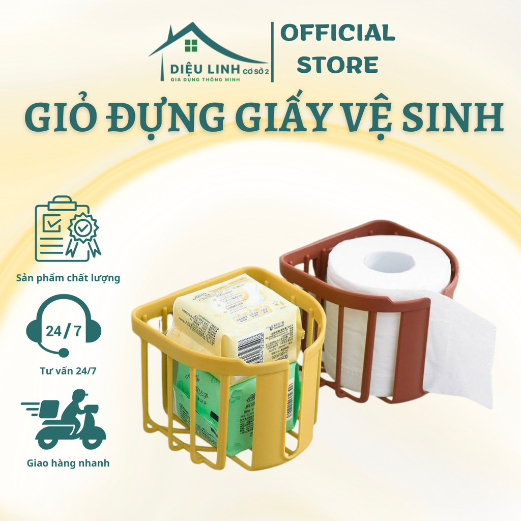 Giỏ Đựng Giấy Vệ Sinh Dán Tường Tiện Lợi Kích thước: 13* 13,5 * 11cm ...