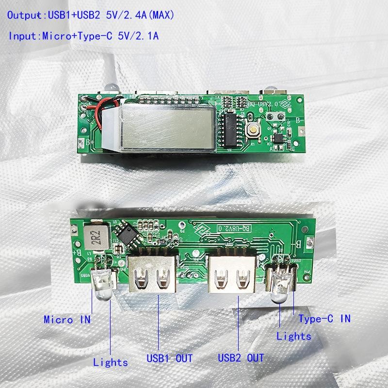 Wss A8Mobile Nguồn Điện Bo Mạch Chủ LED Dual USB 5V 2A Micro / Type-C USB Bảng Mạch Mô Đun Mới ...
