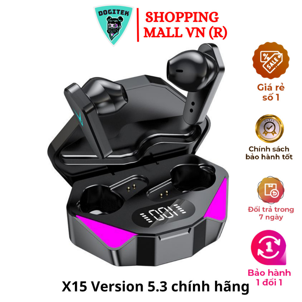 Tai nghe Gaming X15 bản 2024 chip bluetooth 5.3, chính hãng Dogitek ...