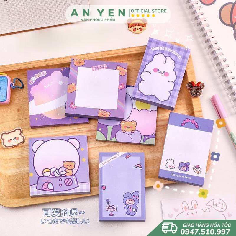 Bộ 50 tờ giấy note màu tím, Note Giấy Ghi Chú Hình Dễ Thương | Shopee ...