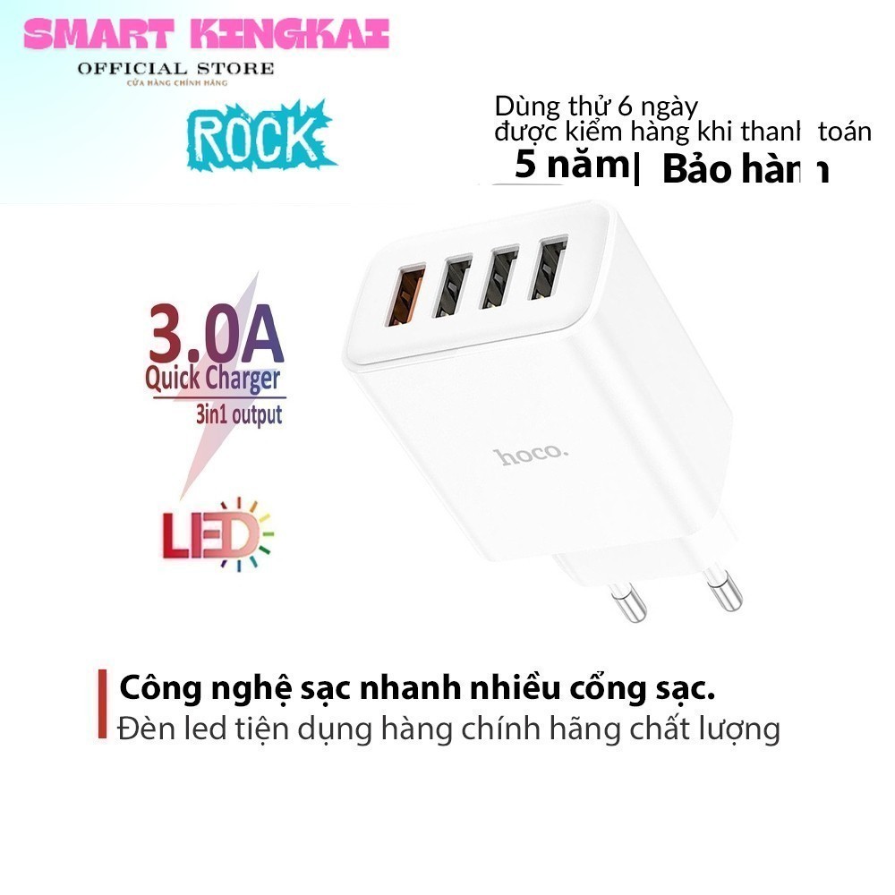 Củ sạc Hoco chính hãng C102A QC 3.0A 3 cổng USB có màn hình Led dòng 2023 hỗ trợ sạc nhanh được ...