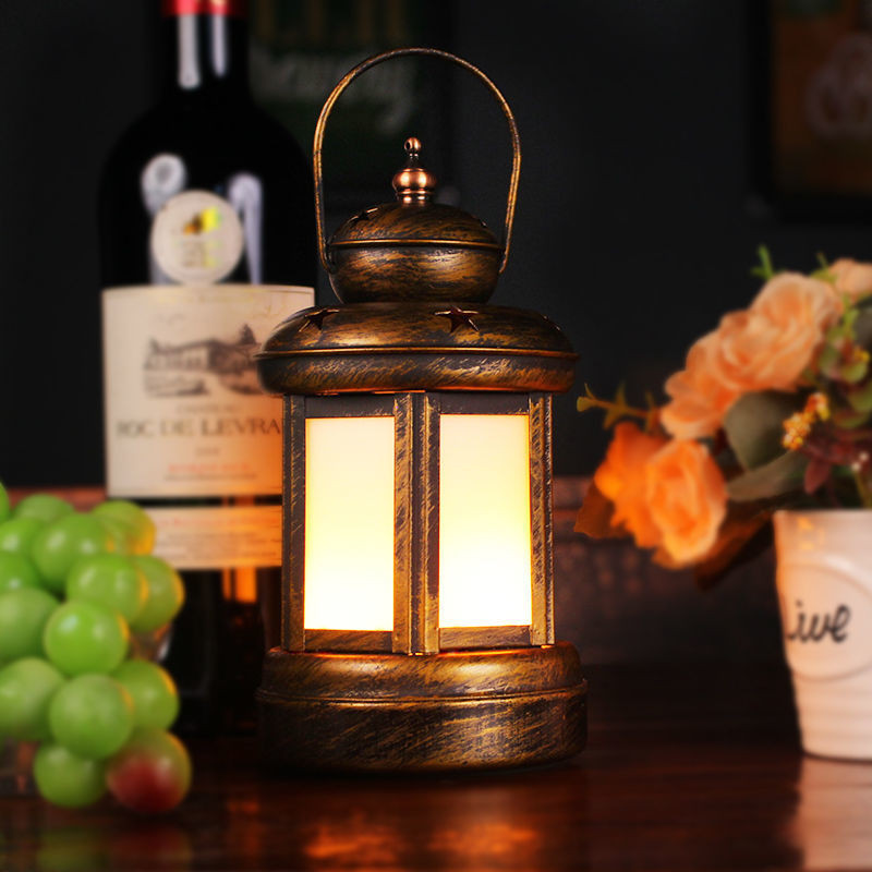 Retro creative led charging bar table lamp, wrought iron table lamp ...