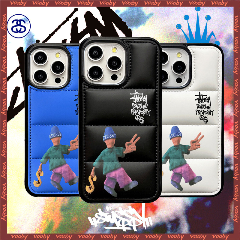 Cổ Điển STUSSSY Hoạt Hình Người Graffiti Nhãn Vỏ Cứng Xuống Áo Khoác Ốp Lưng Điện Thoại Thích ...