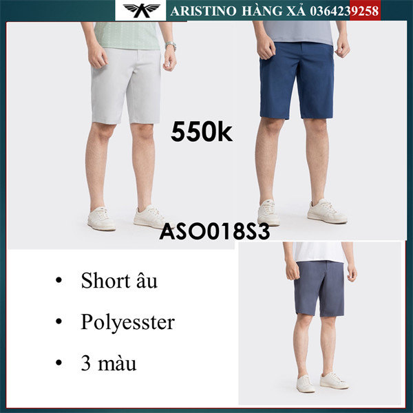 Quần short âu thể thao Aristino ASO041S3 chất mềm mại, đứng quần, co giãn thoải mái, dễ phối màu ...