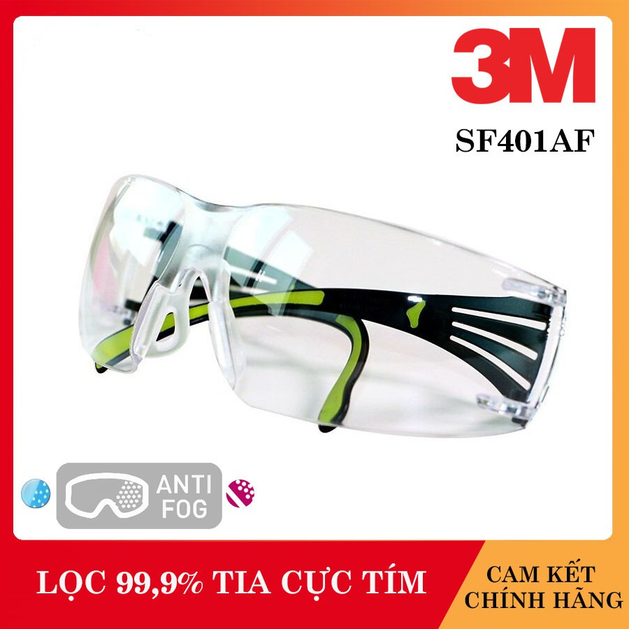 Kính bảo hộ 3M SF401AF kính chống bụi, chống tia UV,chống đọng sương ...