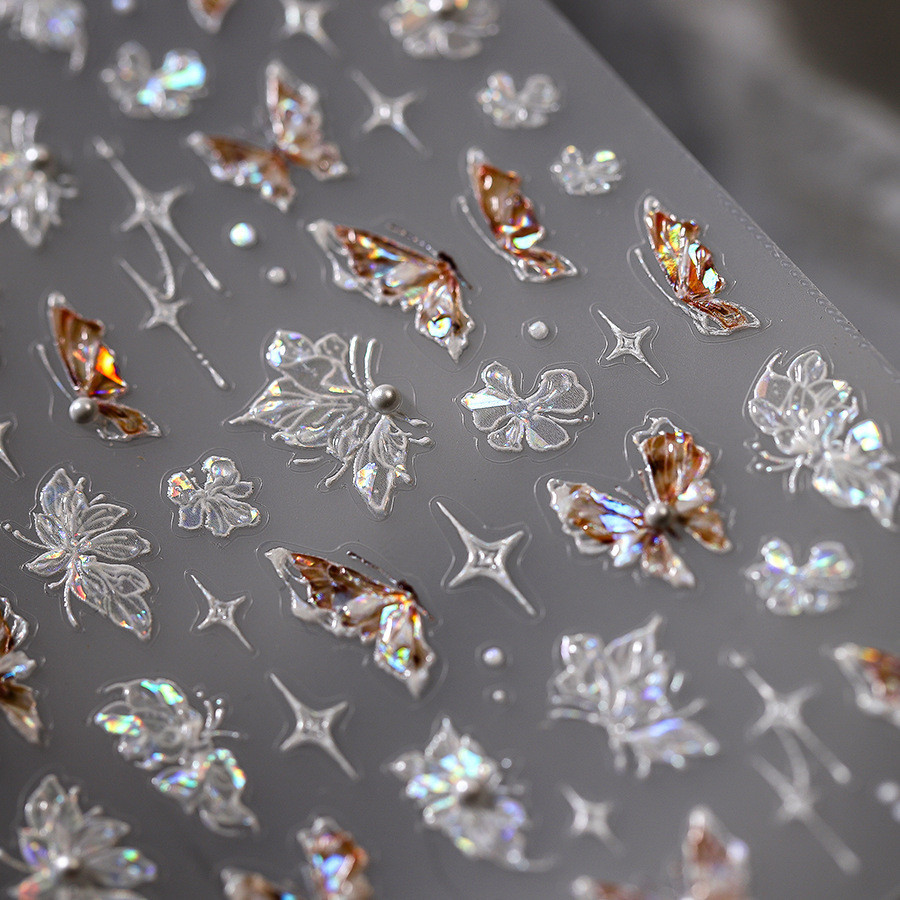 [Meow.sensei] Iron New Craft Nhãn dán làm móng tay 5D ba chiều chuyên nghiệp hình bướm Nhãn dán ...