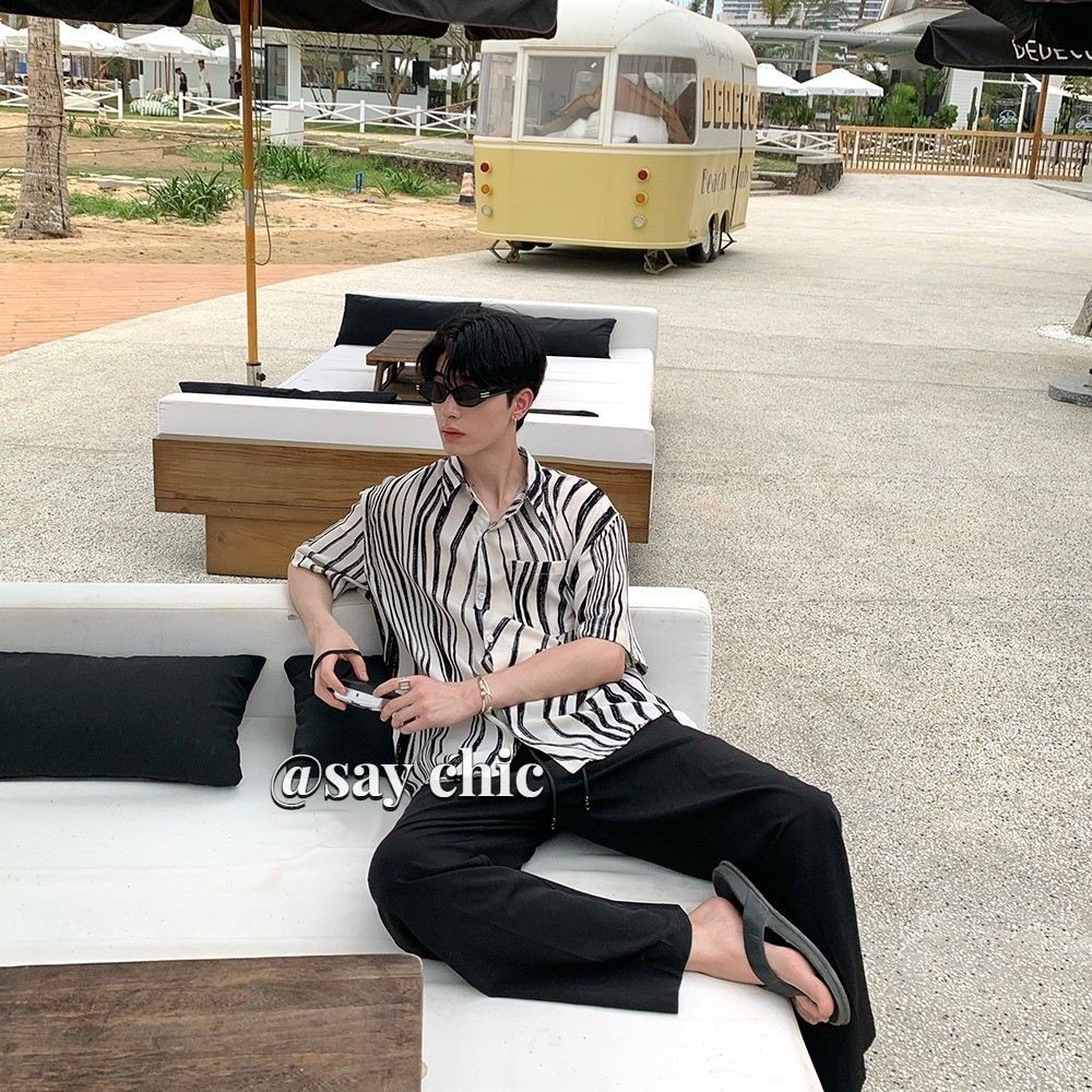 Áo sơ mi nam SAY CHIC mùa hè xu hướng mới thời trang đơn giản sọc retro ...