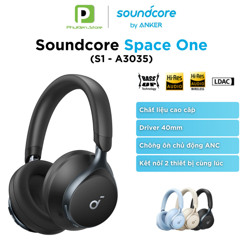 Tai Nghe True Wireless chính hãng Anker Soundcore A3035 Space One Hi-res Audio | Kết nối 2 thiết ...
