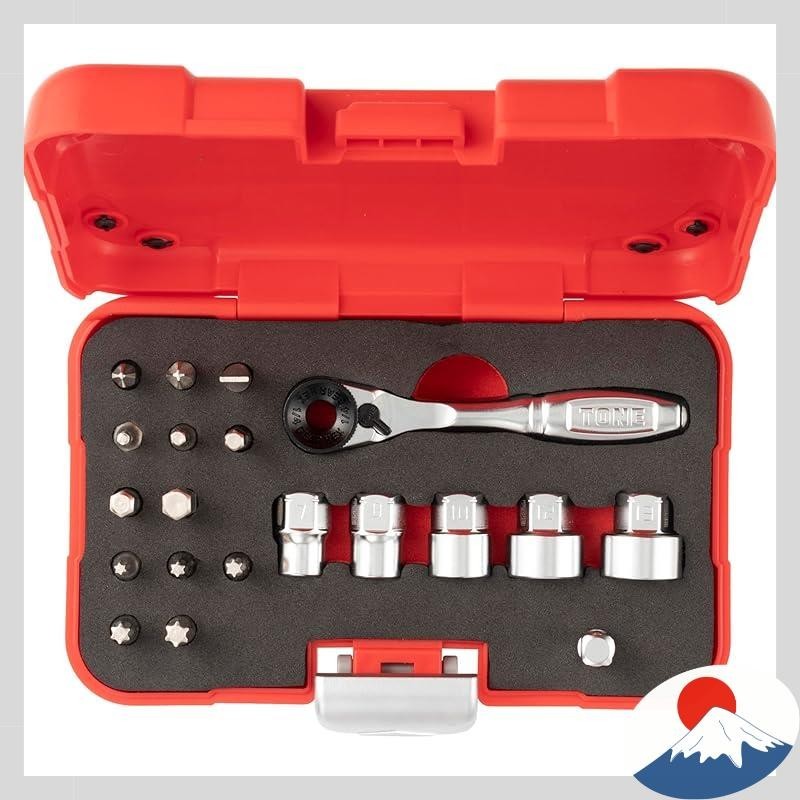 TONE Socket Bit Set SBHC220P Bit Insert & 6.35mm (1/4") Red 19 Pieces ...