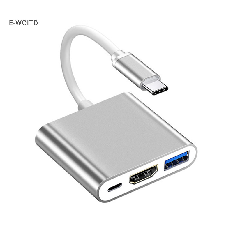 E-woitd Type-C HUB USB C Sang HDMI-Bộ chia tương thích 3 TRONG 1 4K HDMI USB 3.0 PD Adapter HNVN ...