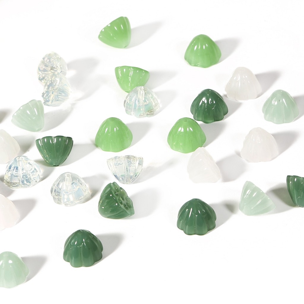 10 Cái / lốc Lampwork Hạt Thủy Tinh Seedpod Của Hoa Sen Charm Lá Hoa ...